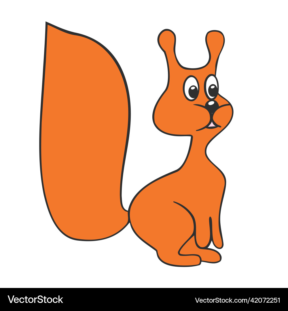 Funny orange squirrel cartoon drawing on isolated Vector Image