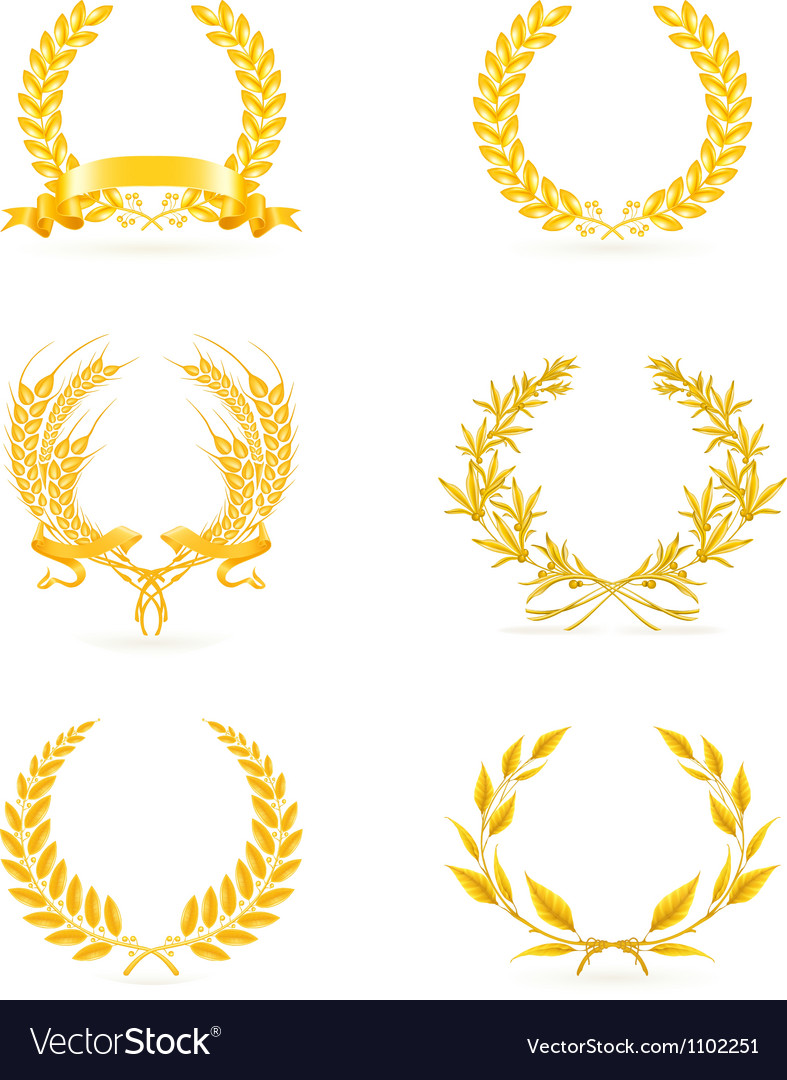 Golden wreath set Royalty Free Vector Image - VectorStock Golden wreath set Royalty Free Vector Image - VectorStock