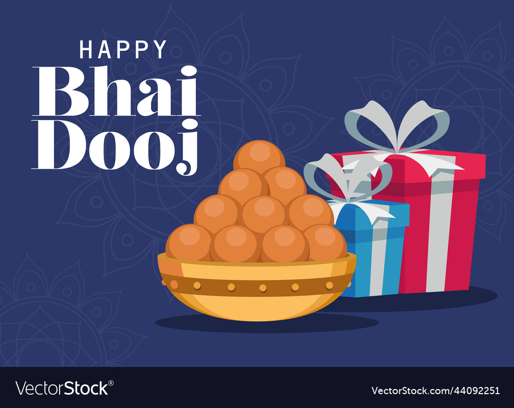 Happy Bhai Dooj Lettering Poster Royalty Free Vector Image