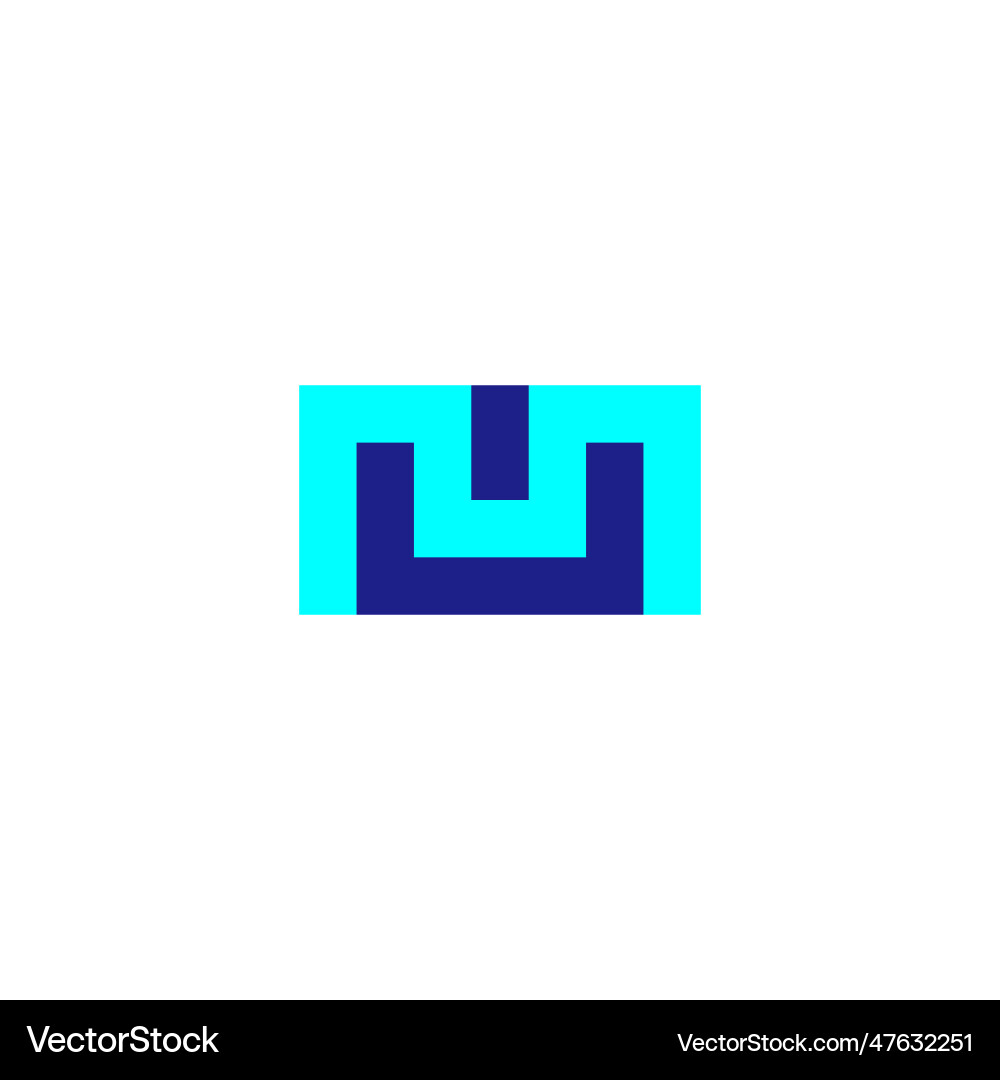 Letter m and u square modern geometric symbol Vector Image