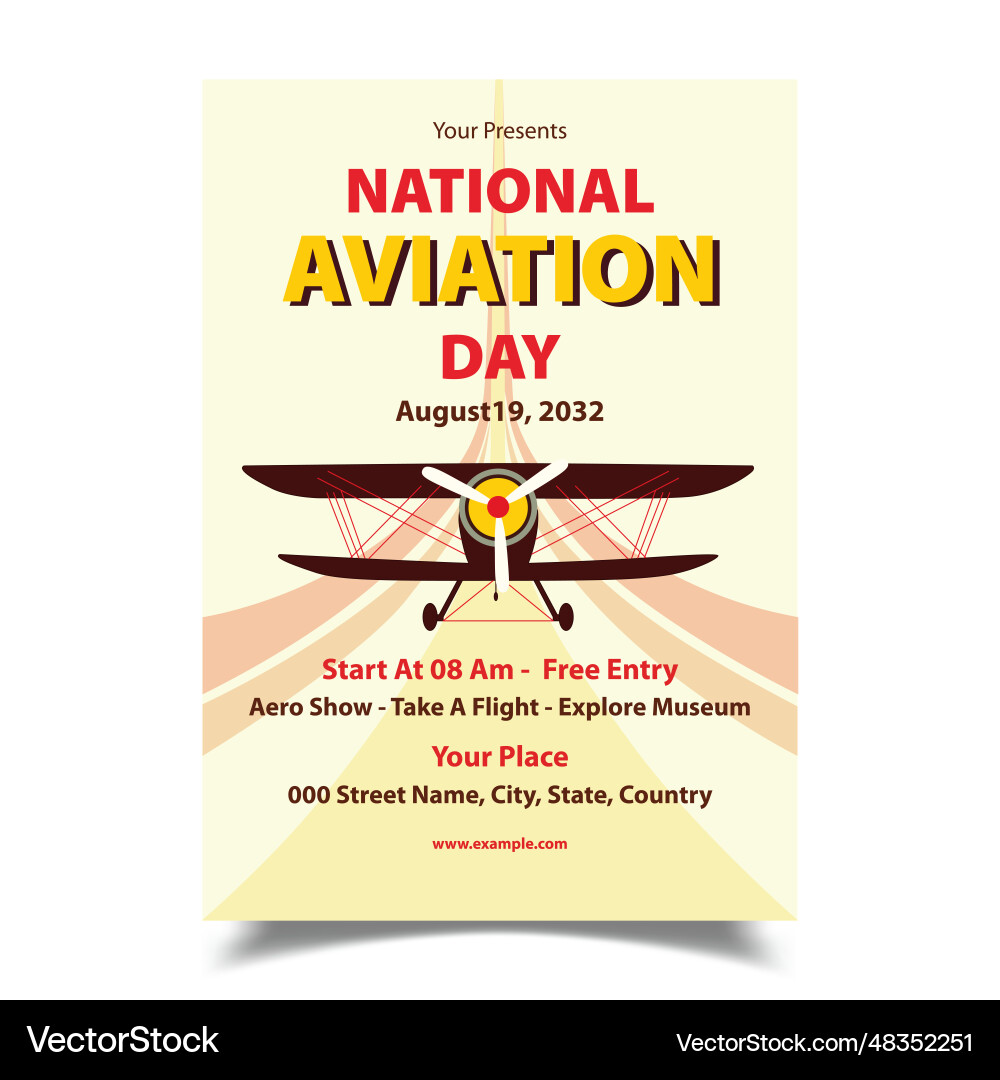 National aviation day flyer Royalty Free Vector Image
