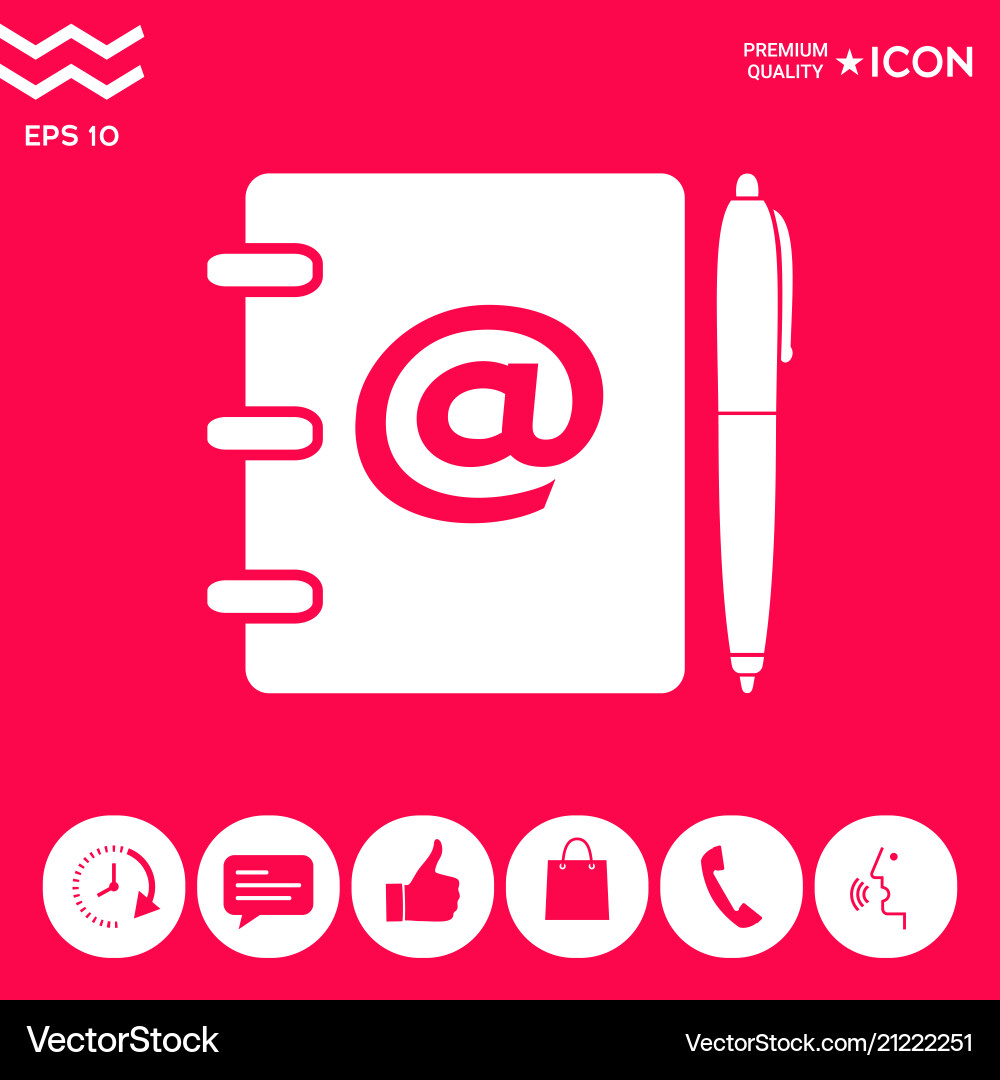 Notebook address phone book with email symbol Vector Image