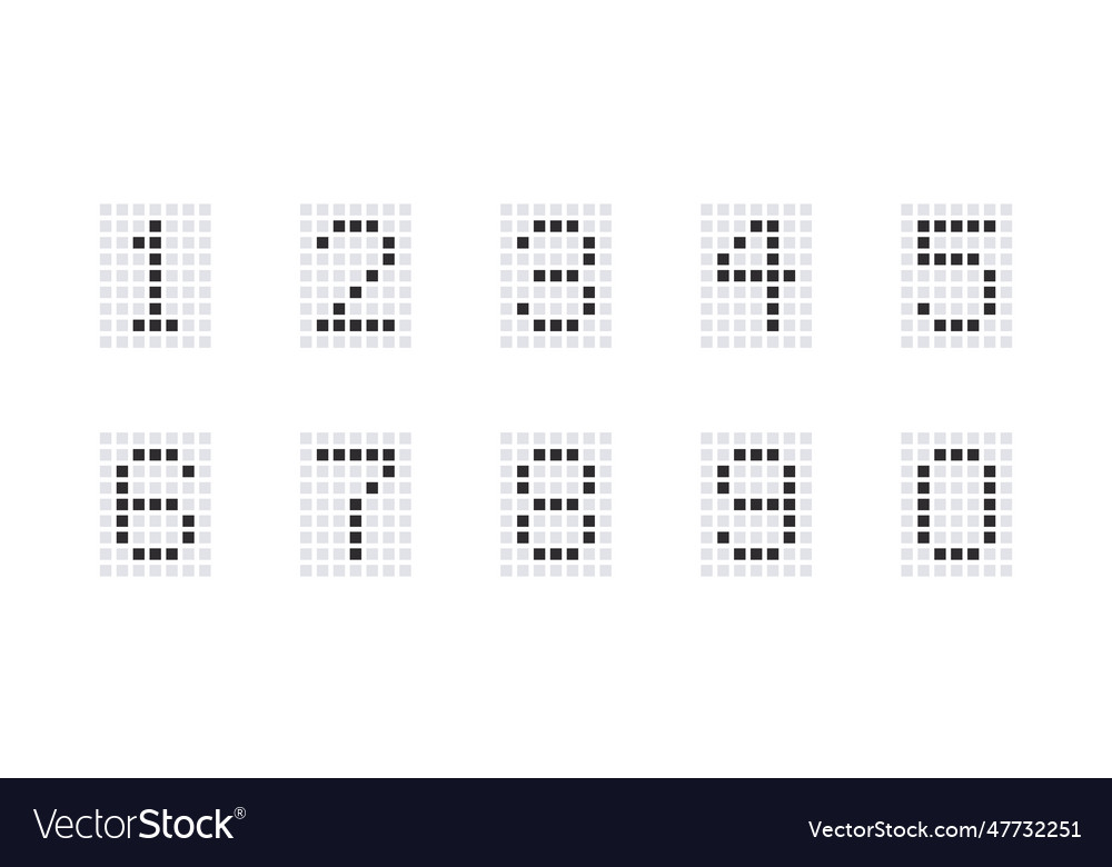 Numbers in pixel style from zero to nine Vector Image