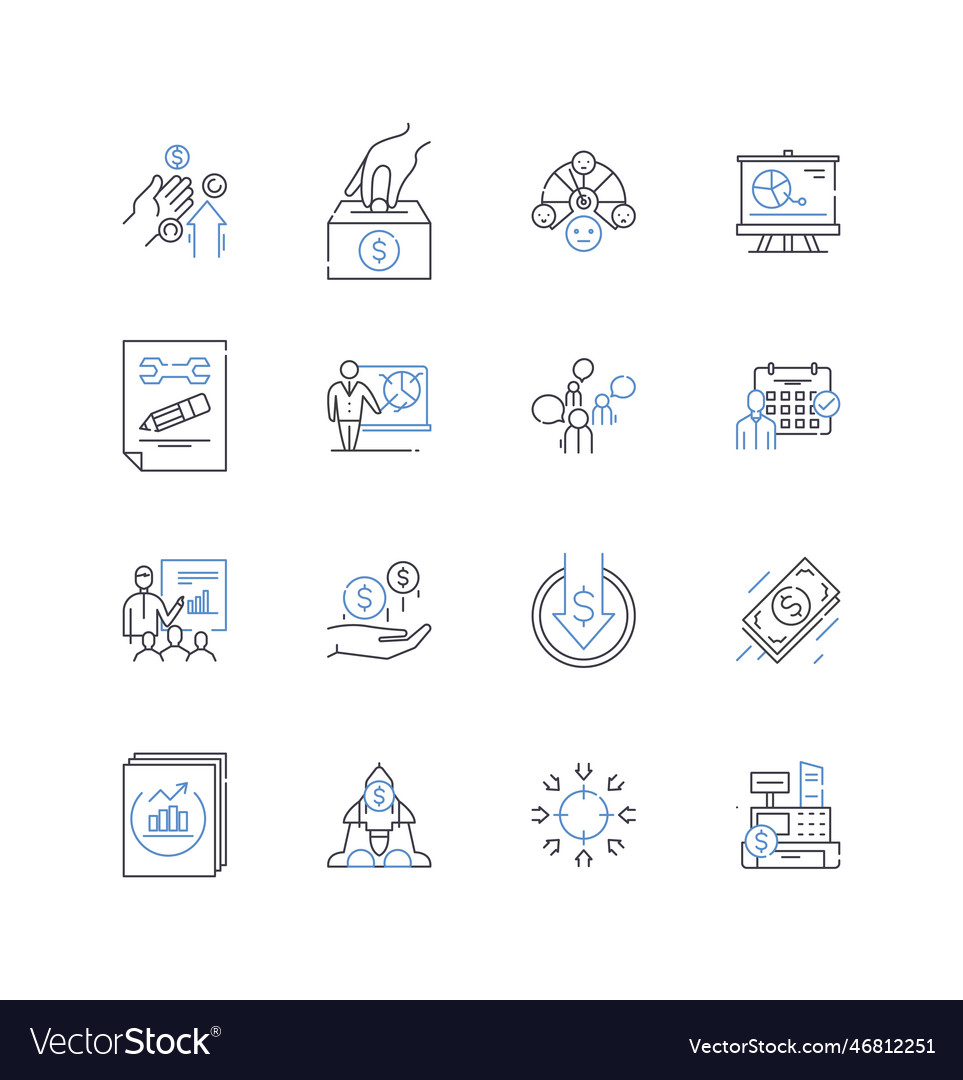 Risk process line icons collection assessment Vector Image Risk process line icons collection assessment Vector Image