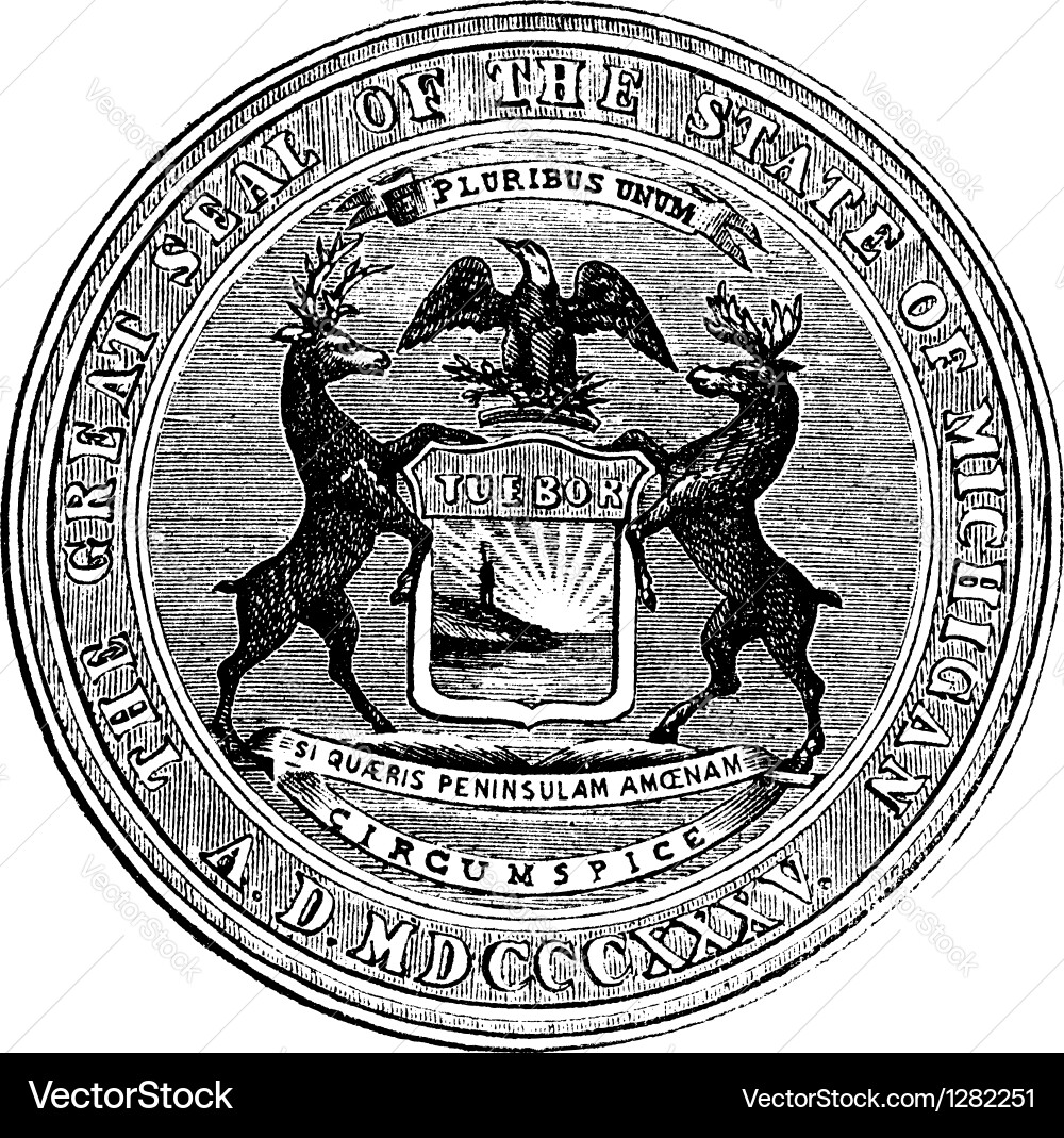 Seal state michigan vintage engraving Royalty Free Vector