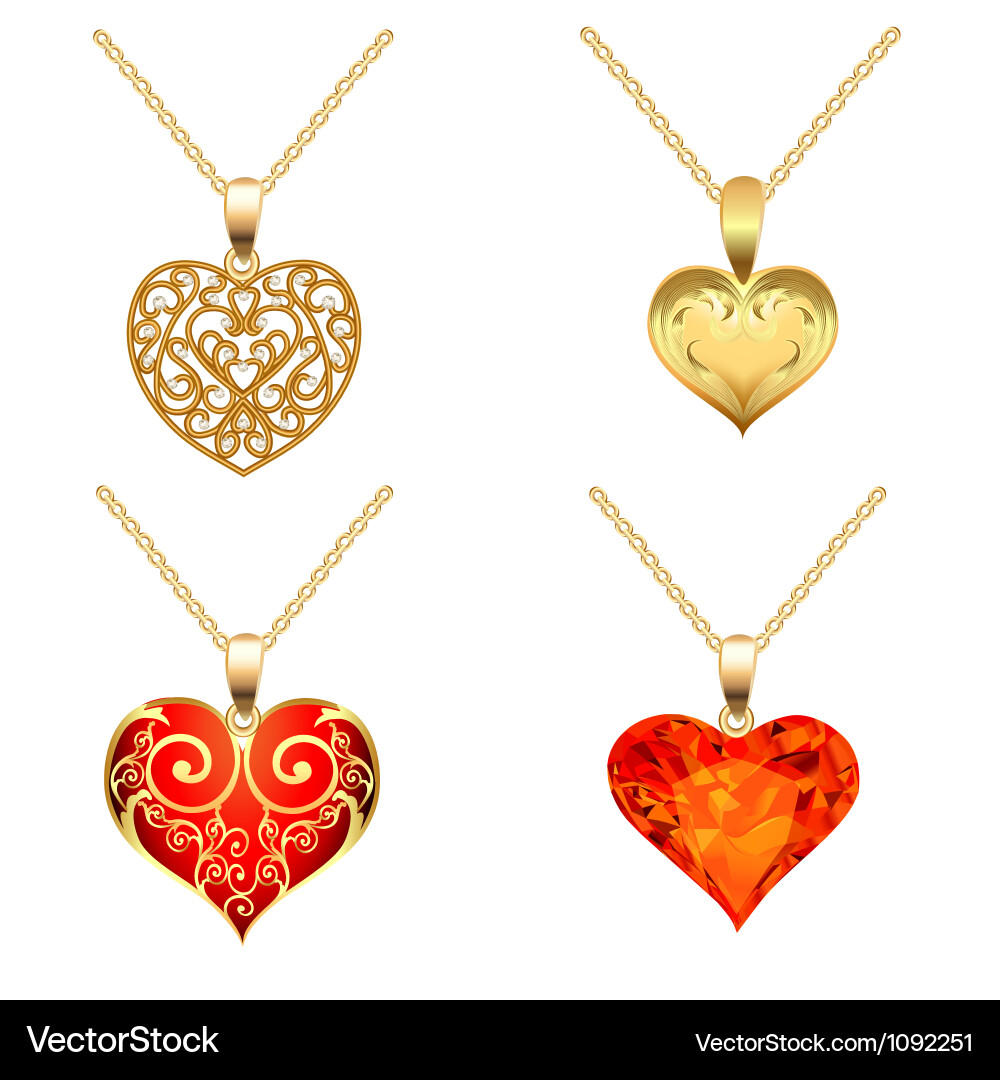 Set of pendants with precious stones Royalty Free Vector
