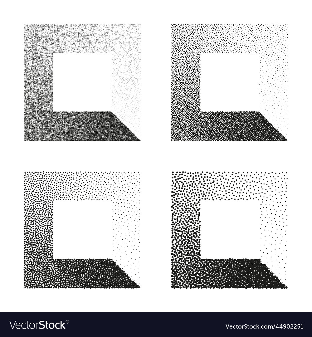 Square shaped dotted objects stipple elements Vector Image