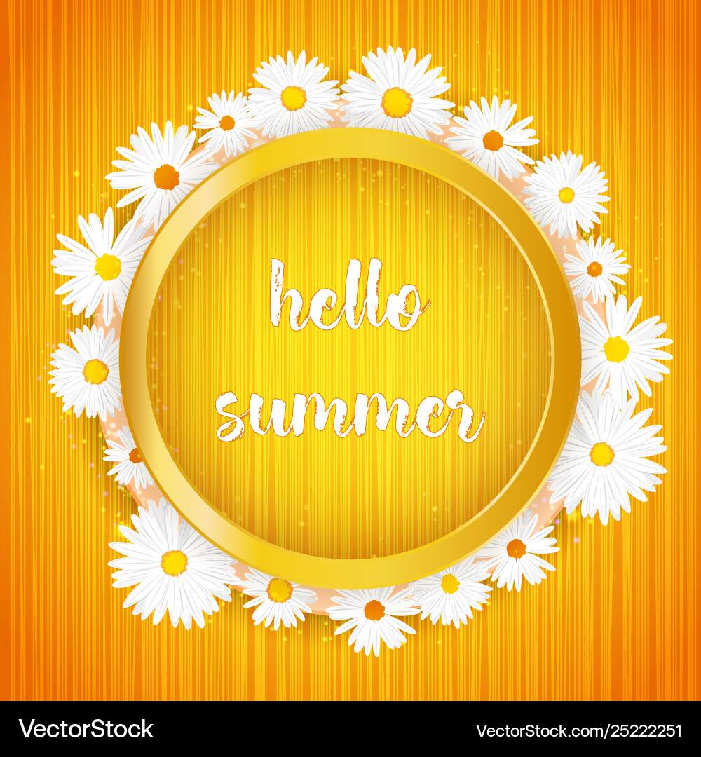 Summer time banner with floral frame on canvas Vector Image
