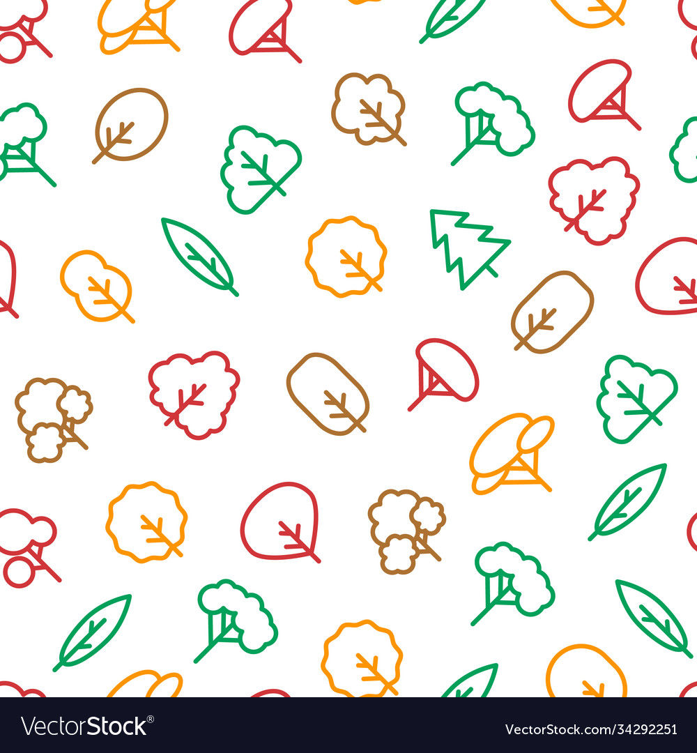 Trees signs thin line concept seamless pattern Vector Image