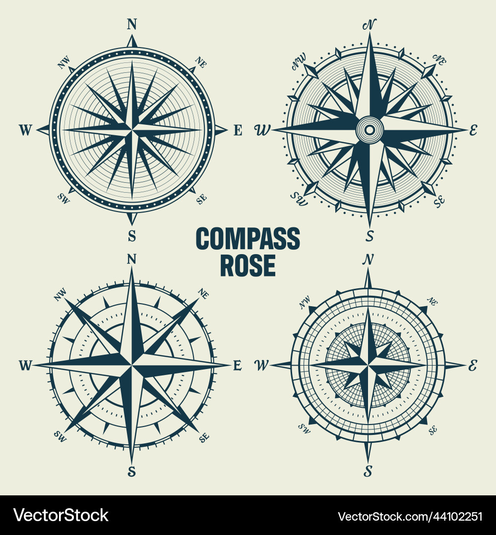 Vintage marine wind rose nautical chart Royalty Free Vector