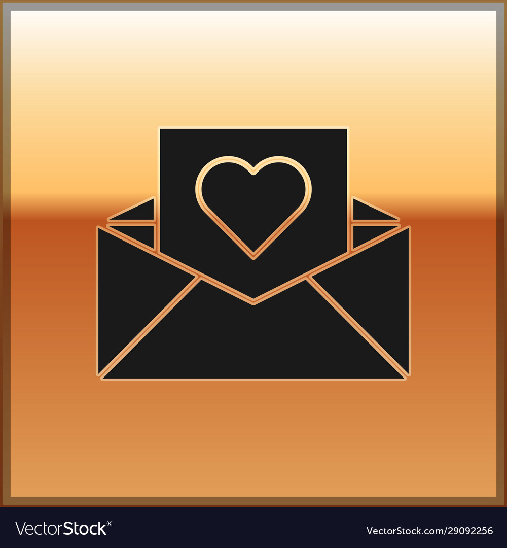 Black envelope with valentine heart icon isolated Vector Image Black envelope with valentine heart icon isolated Vector Image