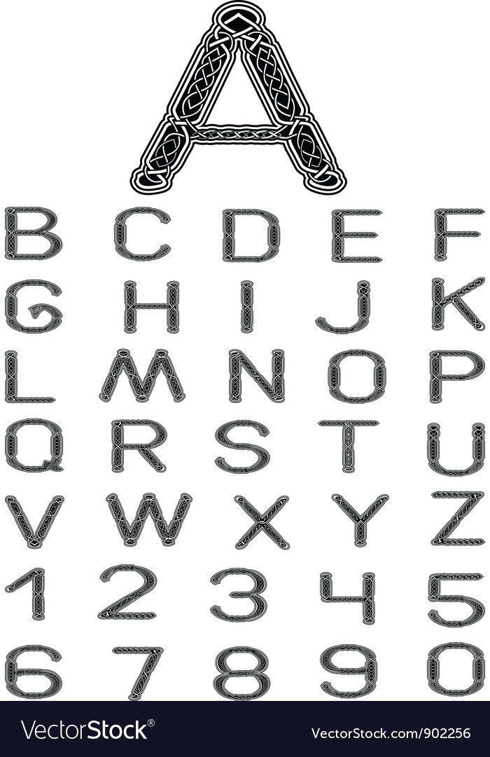 Celtic font Royalty Free Vector Image - VectorStock