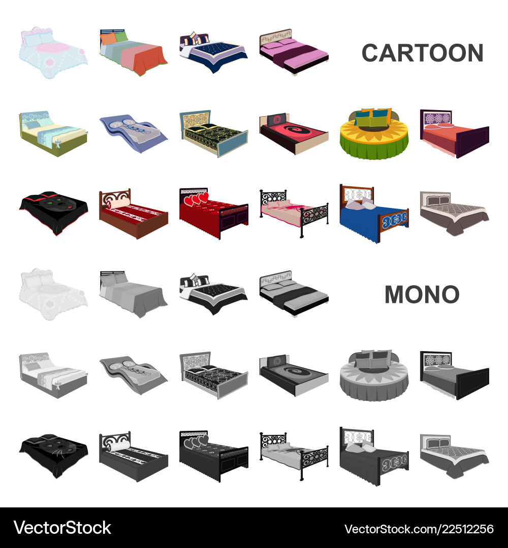 Different beds cartoon icons in set collection Vector Image