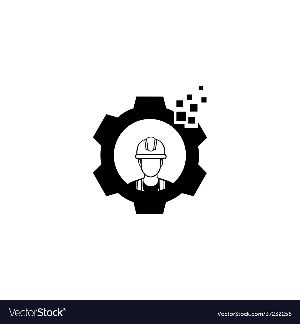 Engineer logo template design engineering worker Vector Image