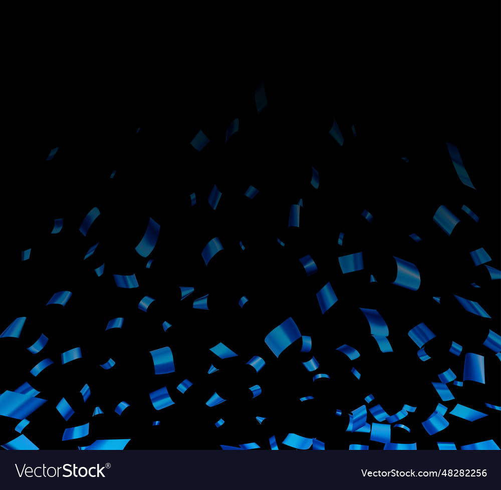 Falling blue cut out foil ribbon exploding Vector Image