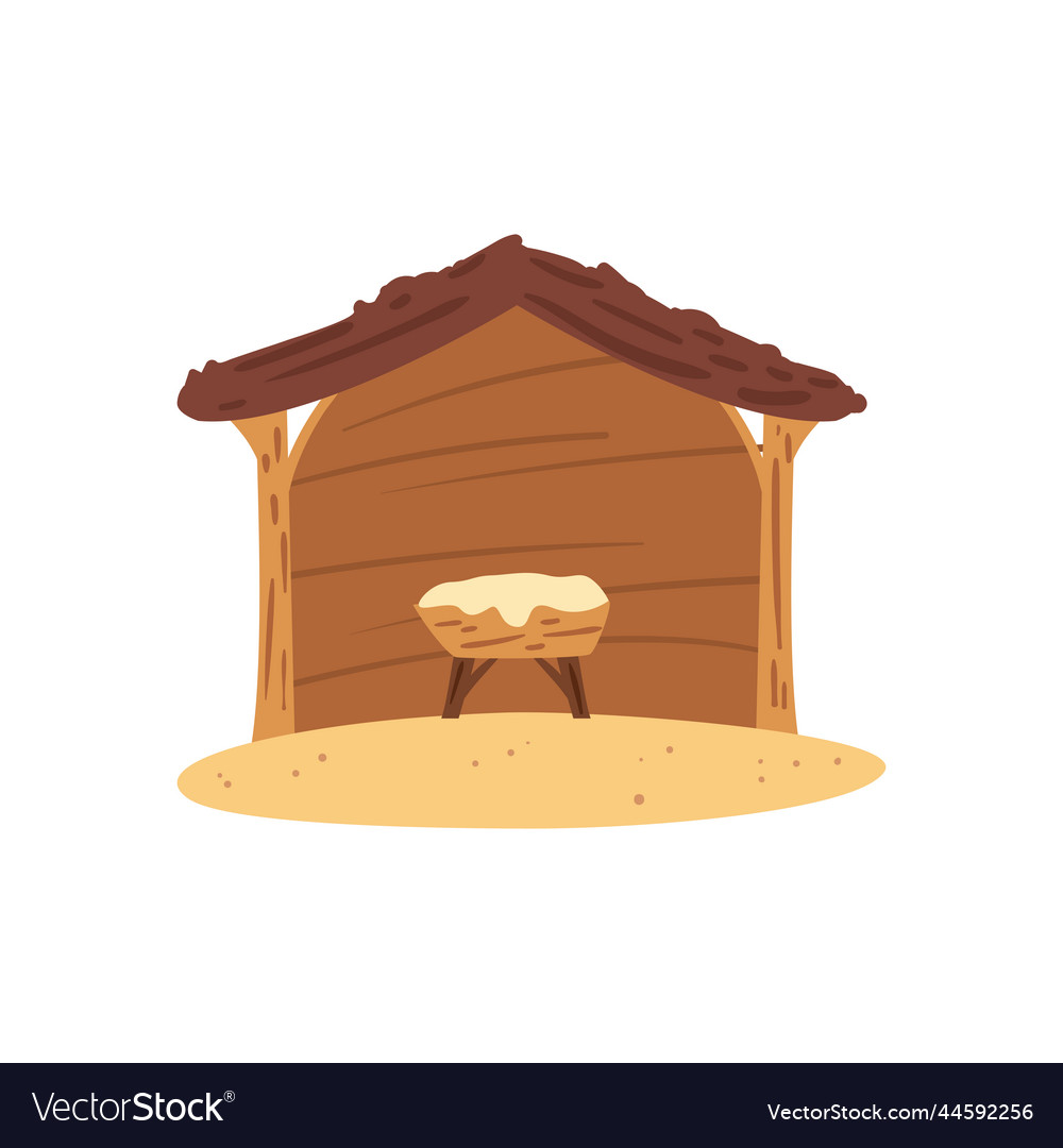 Flat nativity manger Royalty Free Vector Image