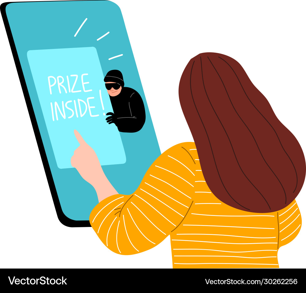 Hacker phishing spam false winning information Vector Image