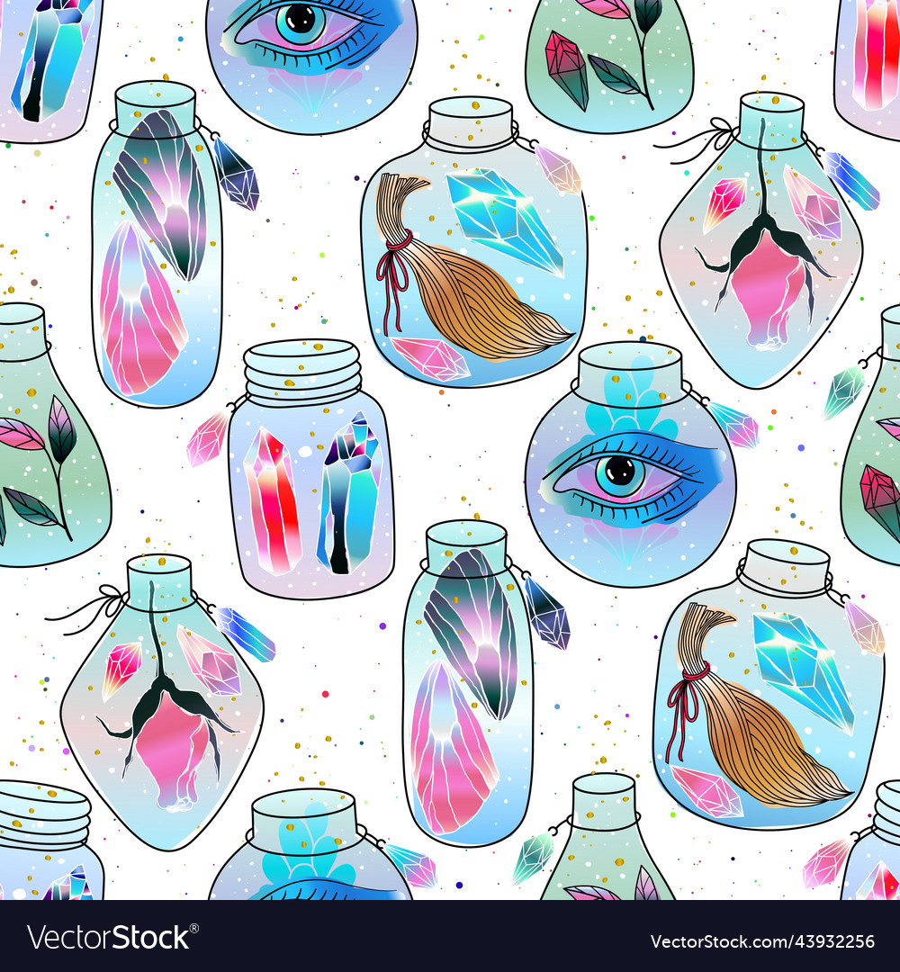 Magic jars seamless pattern Royalty Free Vector Image