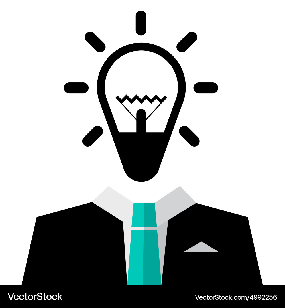 Man in suit with bulb icon - isolated on white Vector Image