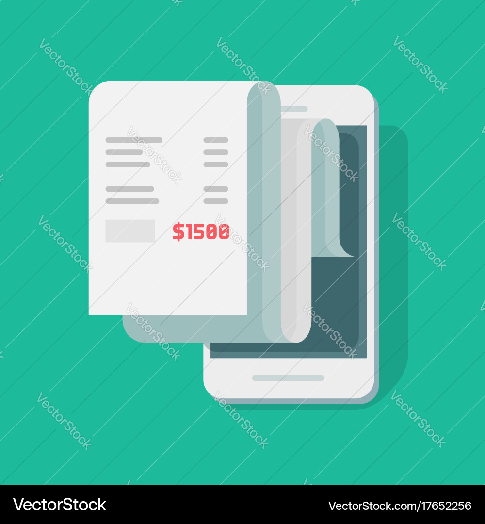 Paper receipt payment on mobile phone financial Vector Image