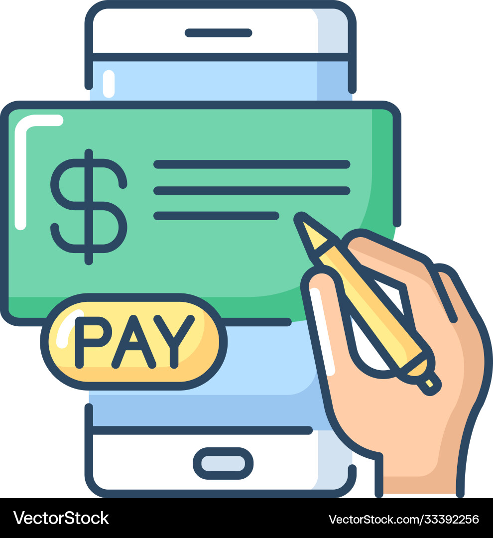 Pay in cheques rgb color icon Royalty Free Vector Image