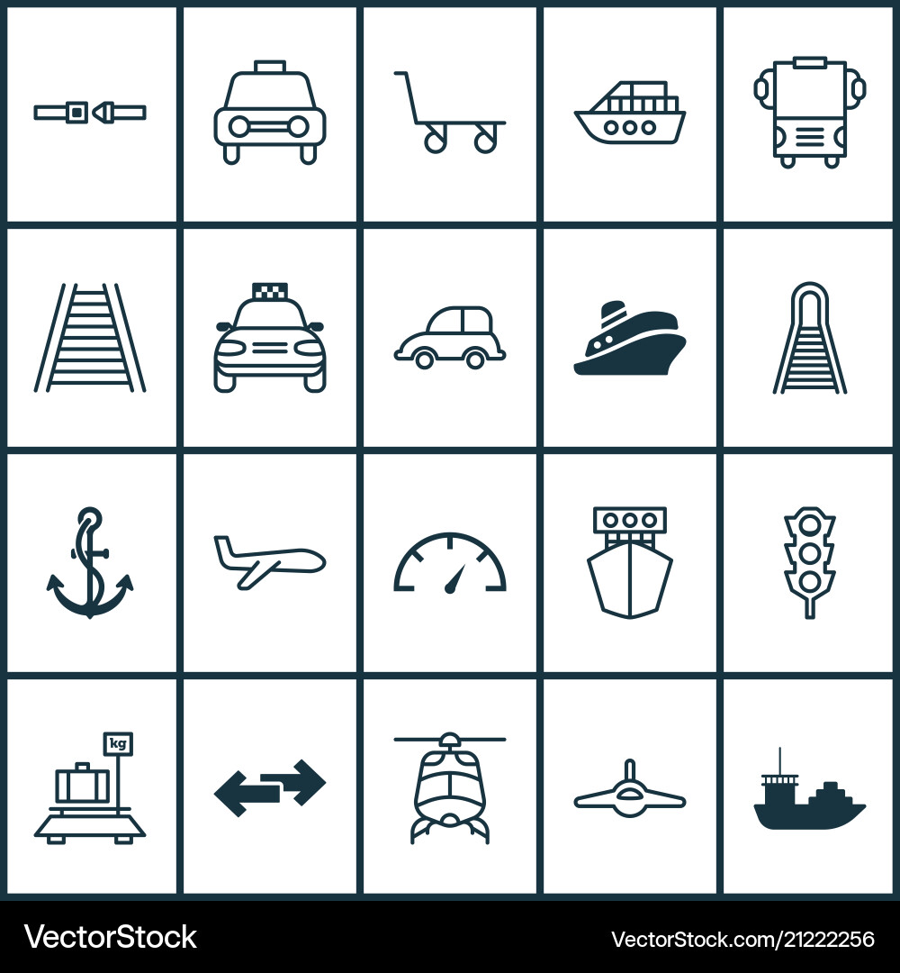 Shipping icons set with ship hook helicopter Vector Image