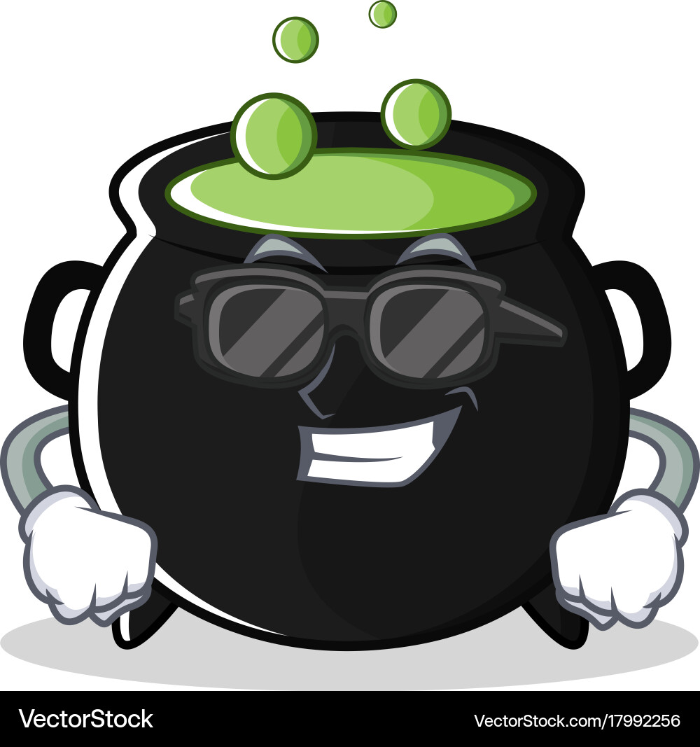 Super cool magic cauldron character cartoon Vector Image