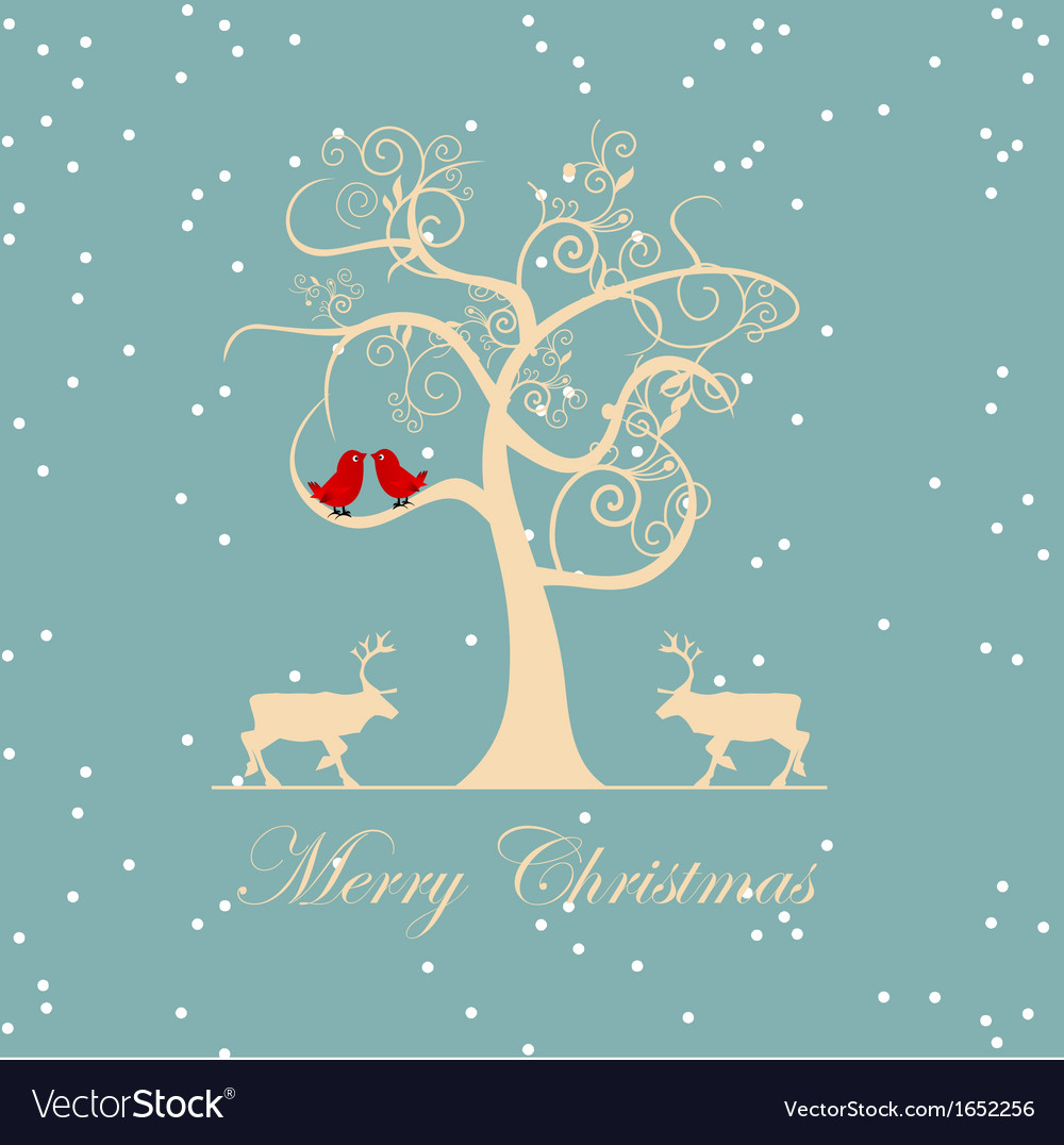 Winter tree with birds Royalty Free Vector Image