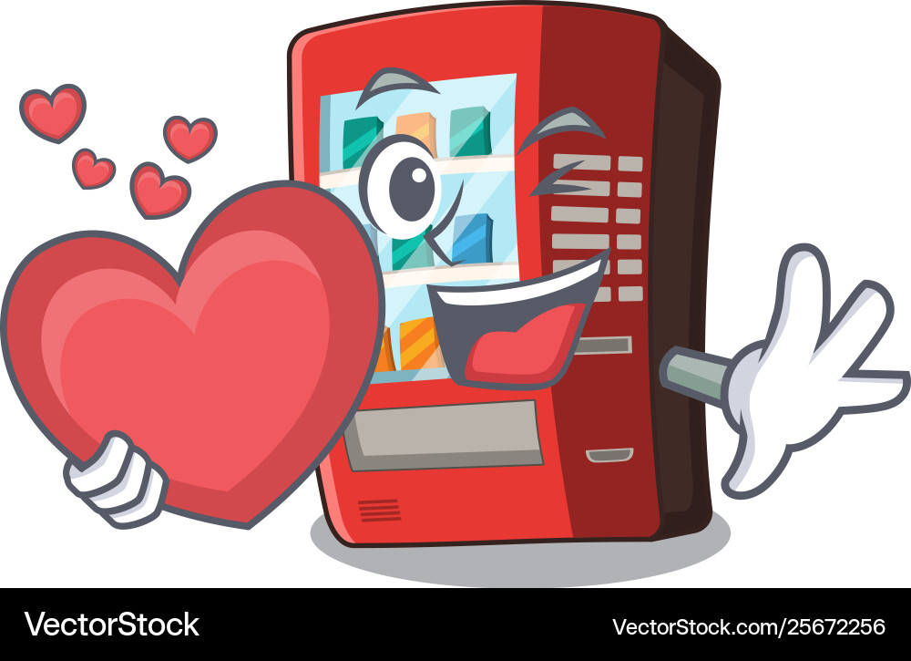 With heart vending machine next to character door Vector Image