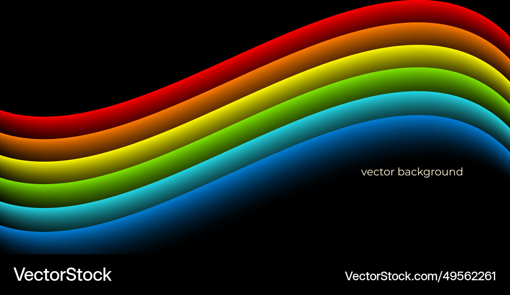 Black with bright rainbow lines background Vector Image
