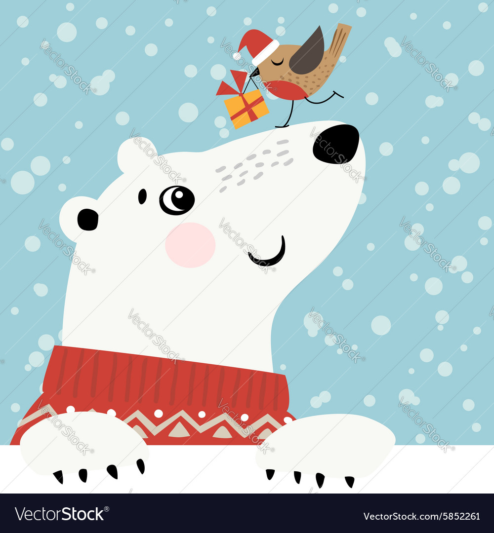 Christmas polar bear Royalty Free Vector Image