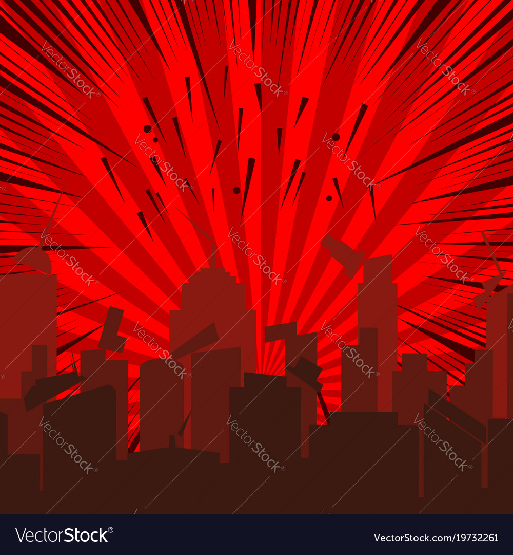 Comic collapsing city template Royalty Free Vector Image