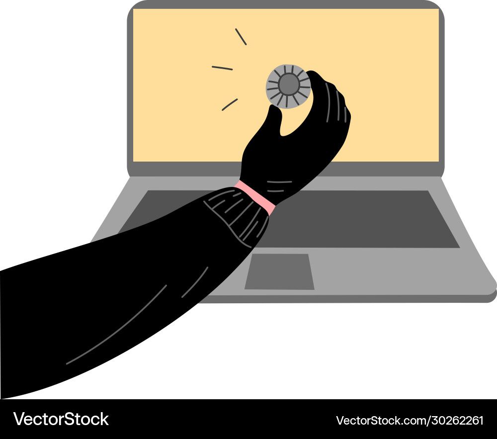 Cyber hackers thieves hand stealing user Vector Image