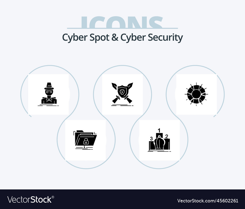 Cyber spot and security glyph icon pack 5 Vector Image