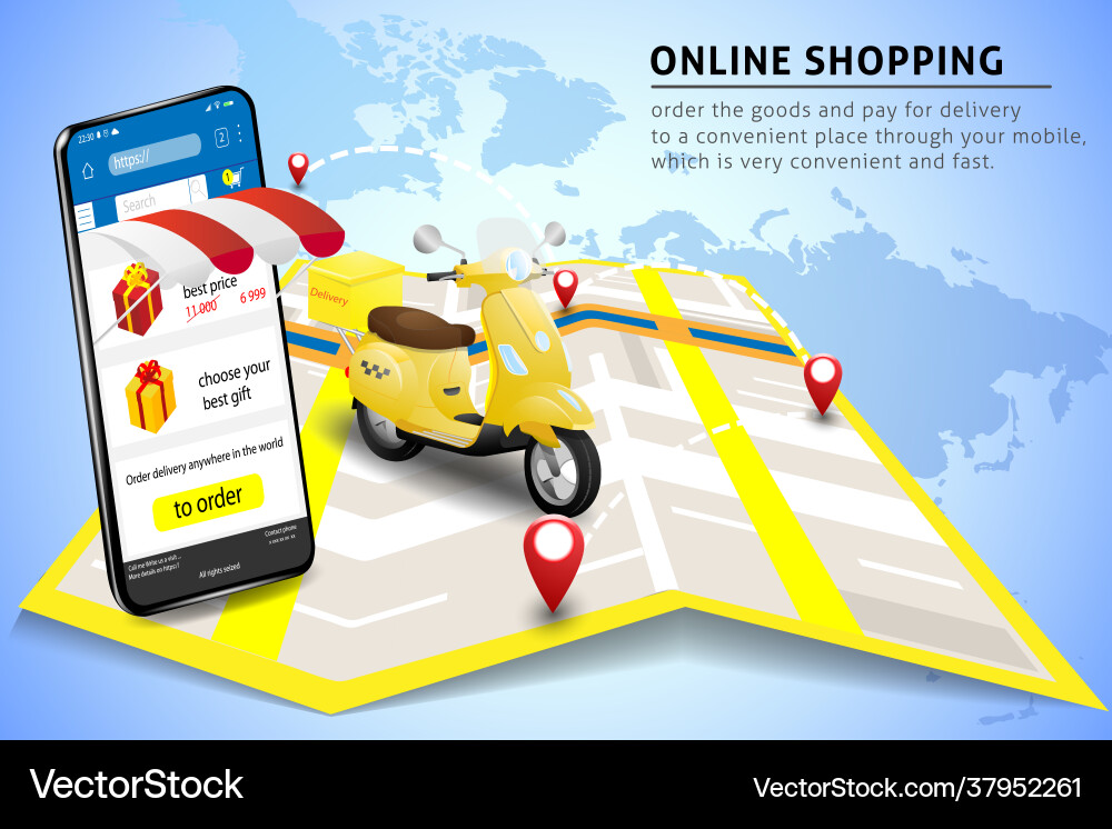 Delivery online tracking isometric banner concept Vector Image