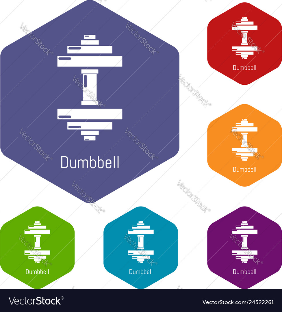 Dumbbell icons hexahedron Royalty Free Vector Image