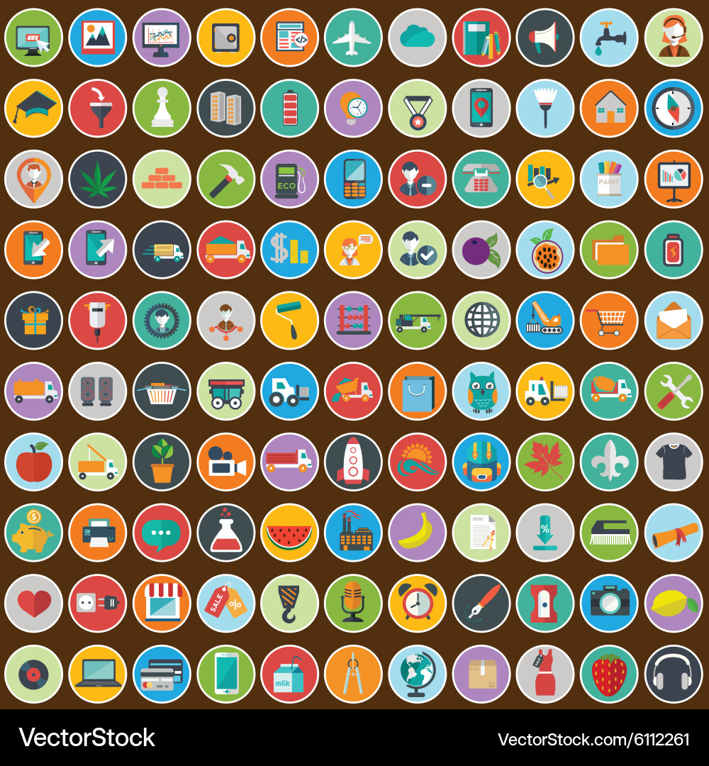 Flat icons design modern big set of various Vector Image