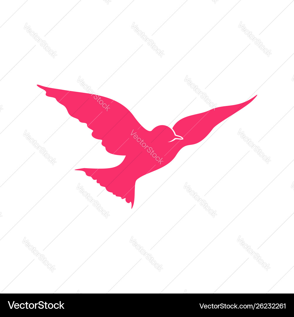 Flying pink bird open wings symbol design Vector Image