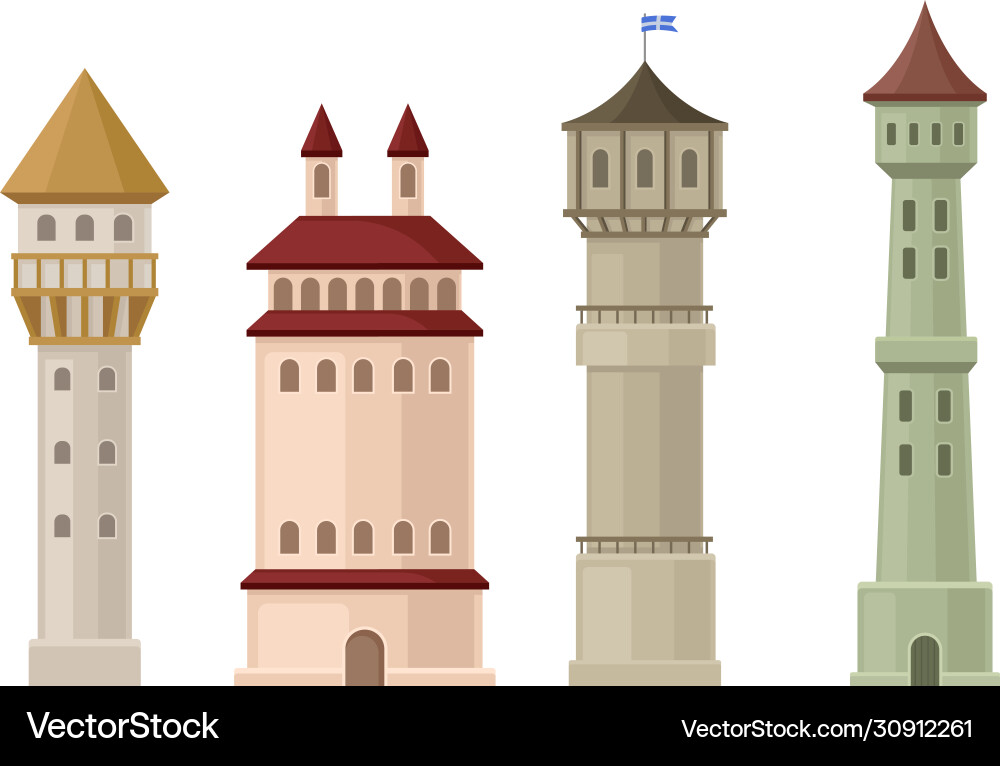 High stone towers with castellation walls Vector Image