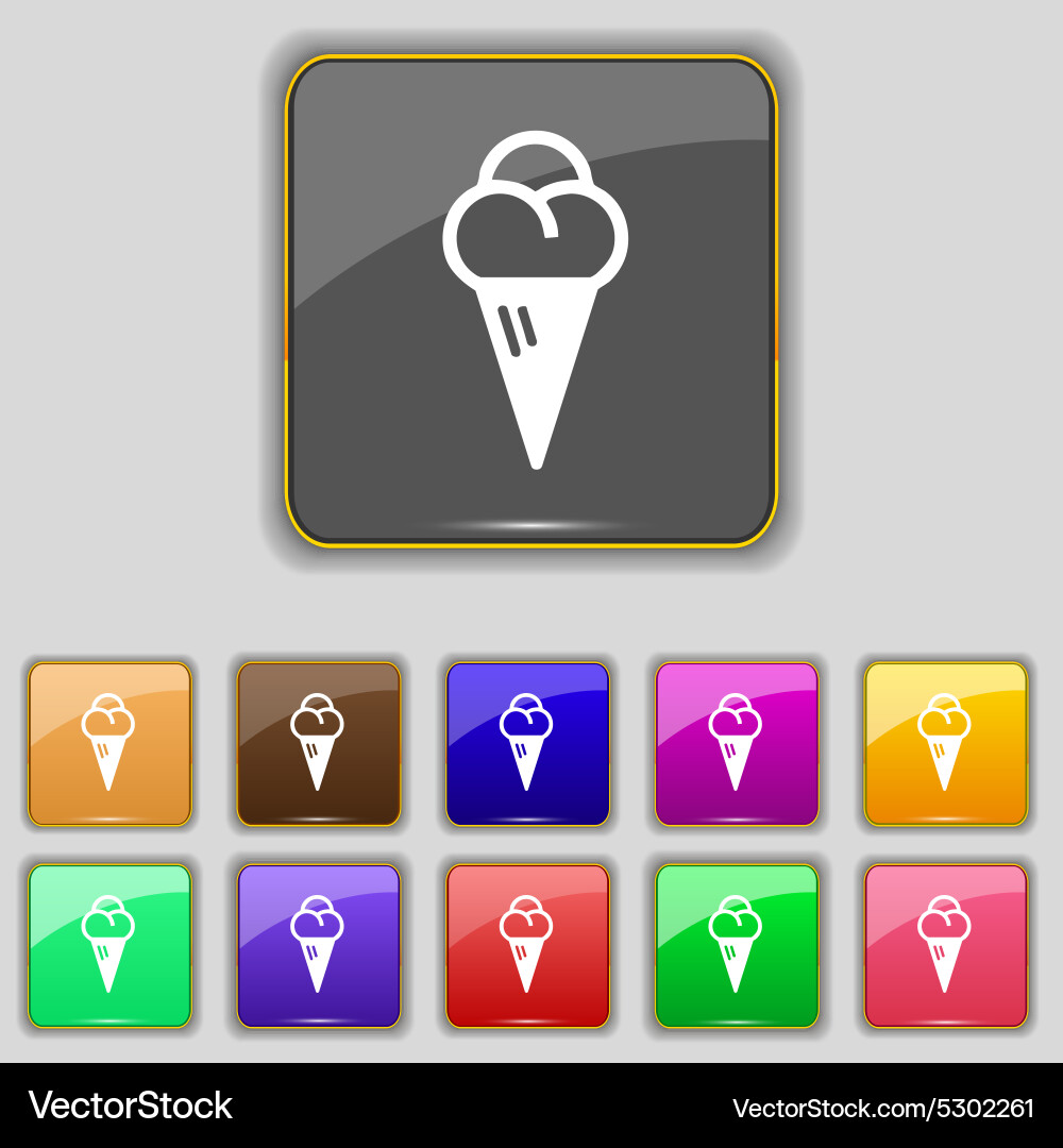 Ice cream icon sign set with eleven colored Vector Image