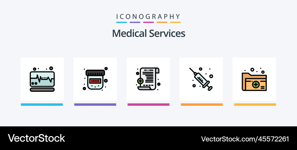 Medical services line filled 5 icon pack Vector Image