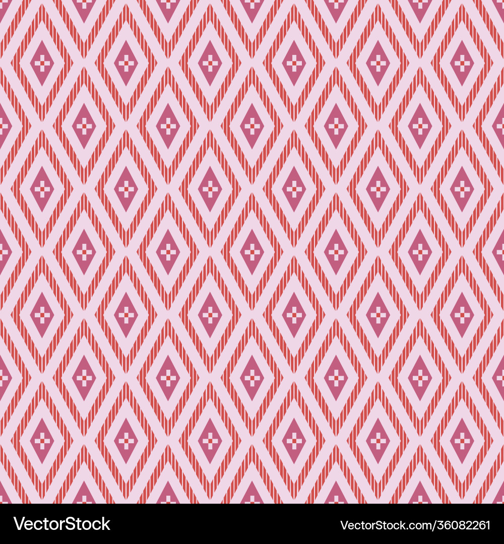 Red and pink geometric diamond striped seamless Vector Image