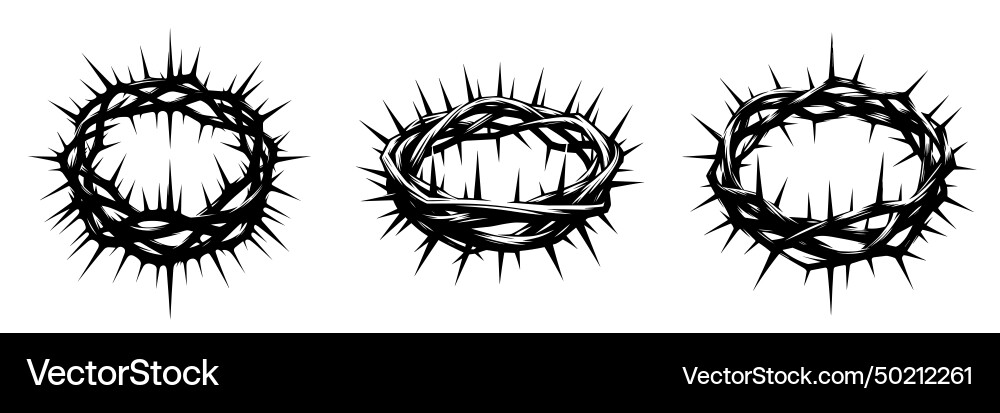 Religious symbols set abstract black crown Vector Image