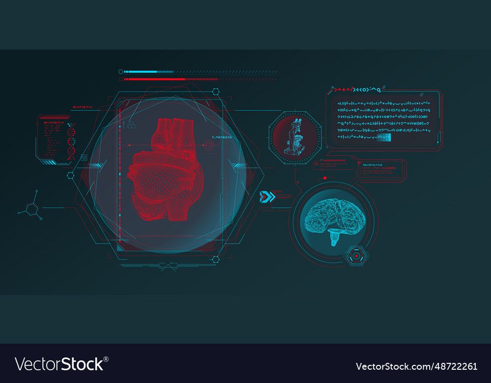 Sci-fi medical research program interface Vector Image