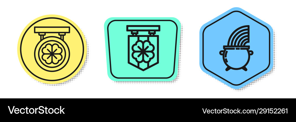 Set line street signboard with four leaf clover Vector Image