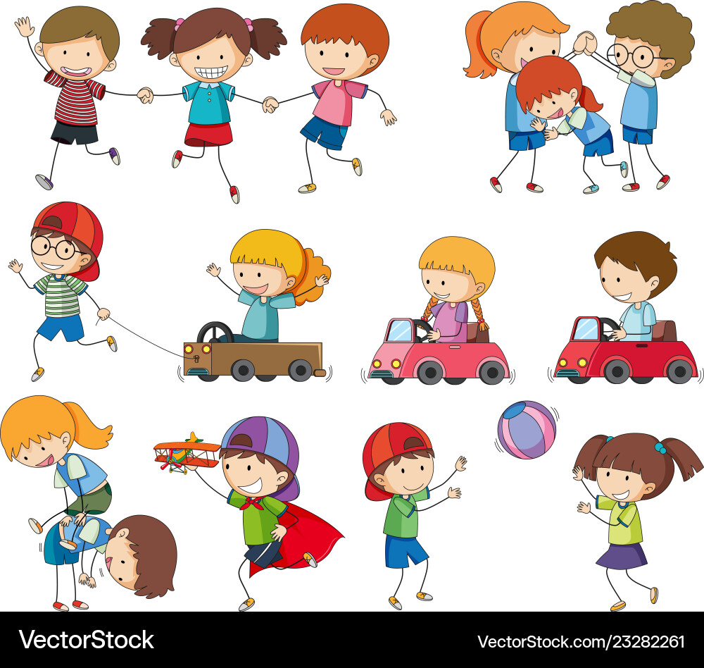 Set of kids playing Royalty Free Vector Image - VectorStock