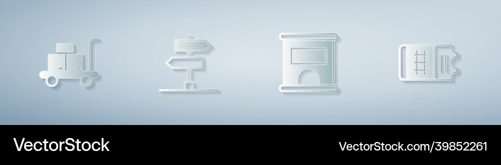 Set trolley suitcase road traffic sign ticket Vector Image