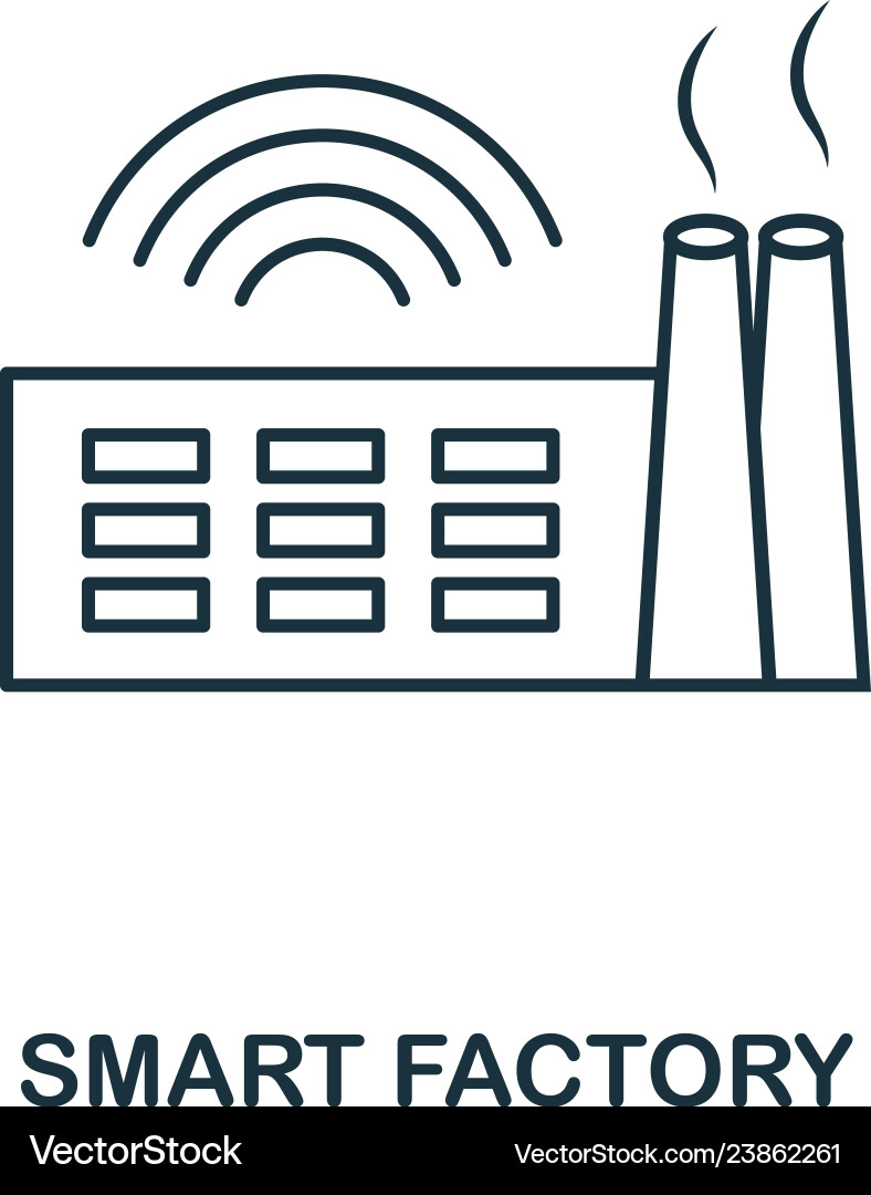 Smart factory icon thin line style industry 40 Vector Image