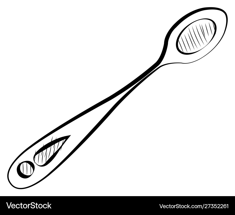 Spoon sketch outline cutlery teaspoon Royalty Free Vector