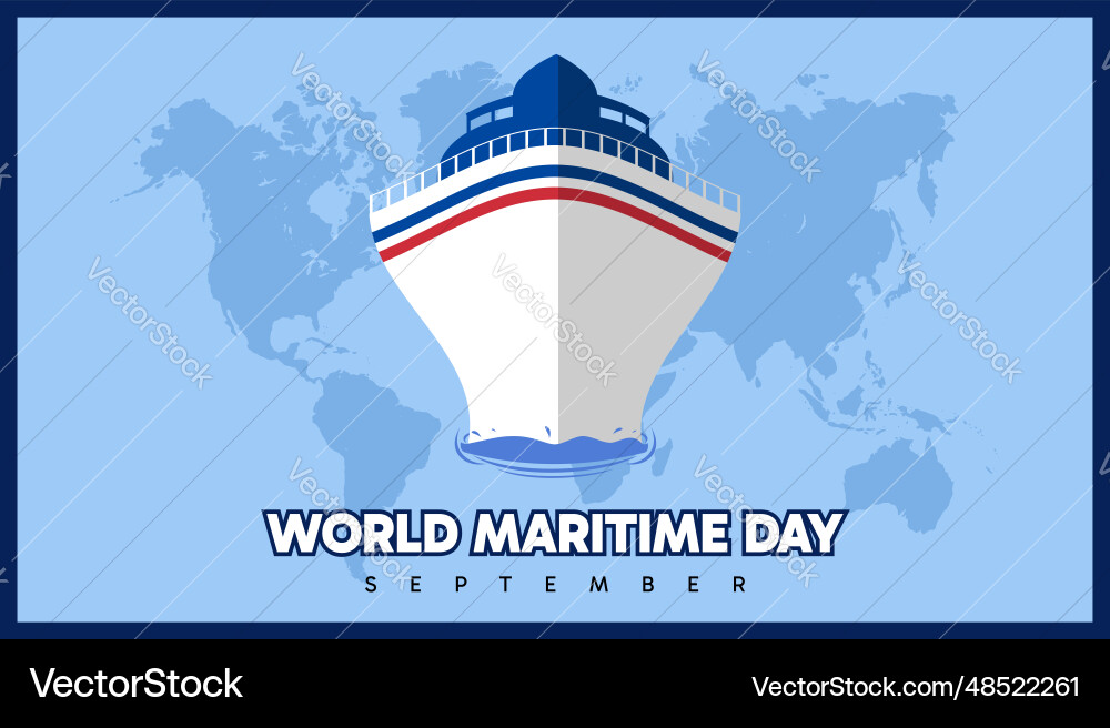 World maritime day with map and sea ships Vector Image